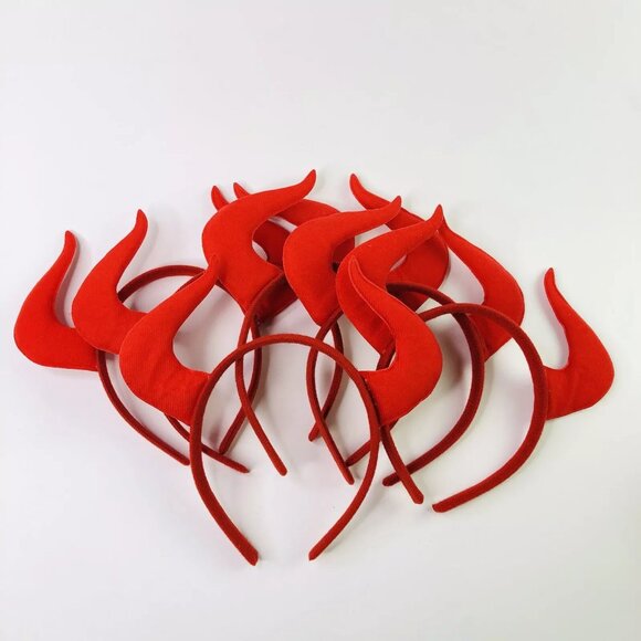 Holiday | Lot Of 6 Red Devil Horn Headband Girls Kids Halloween Costume ...